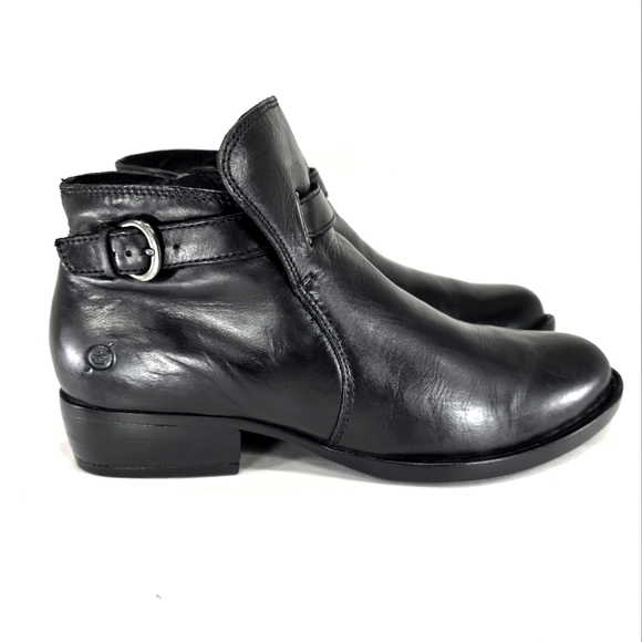Born | Shoes | Born Kristina Black Leather Moto Inspired Comfort Bootie ...